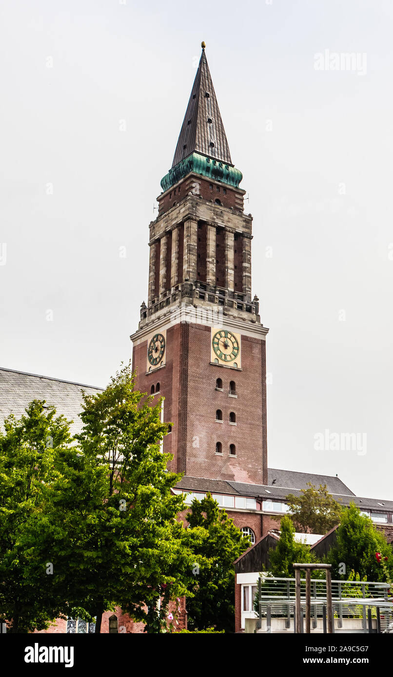 Town Hall Tower, landmark of the city, Kiel, Schleswig-Holstein ...