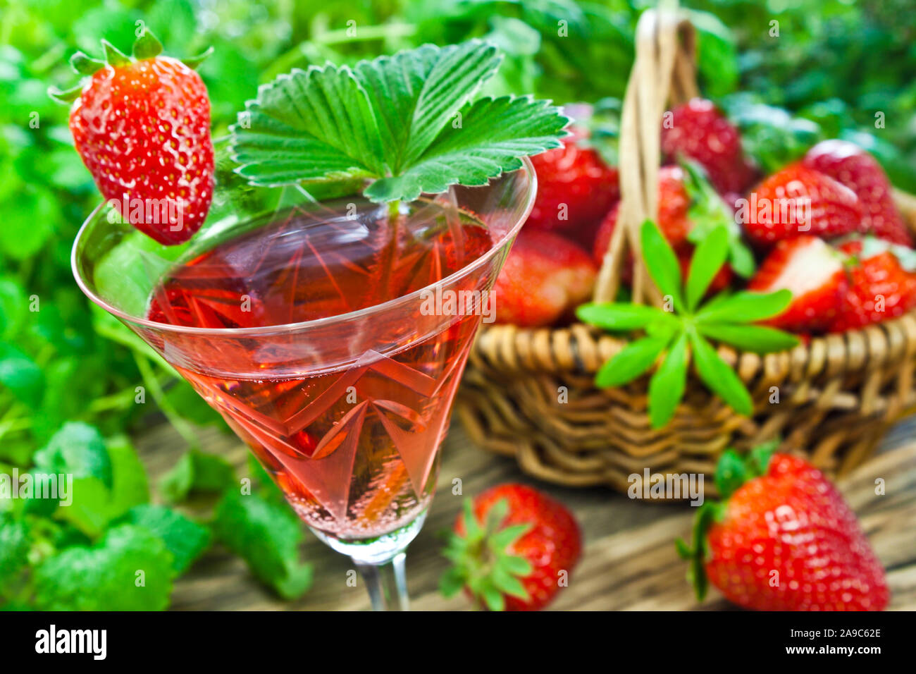 Wine Punch with fresh strawberries Stock Photo - Alamy
