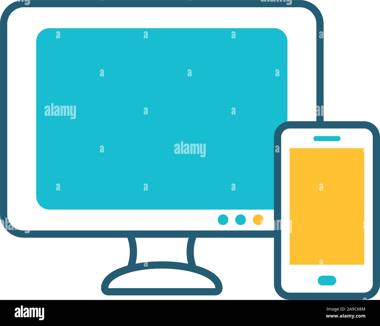 smartphone with desktop computer icons Stock Vector Image & Art - Alamy