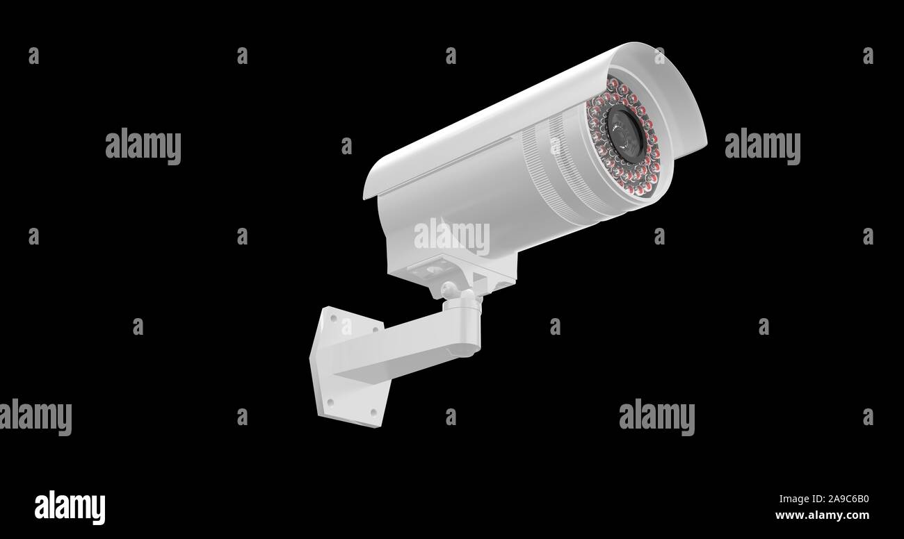 CCTV Camera on Black 3D Rendering Stock Photo - Alamy