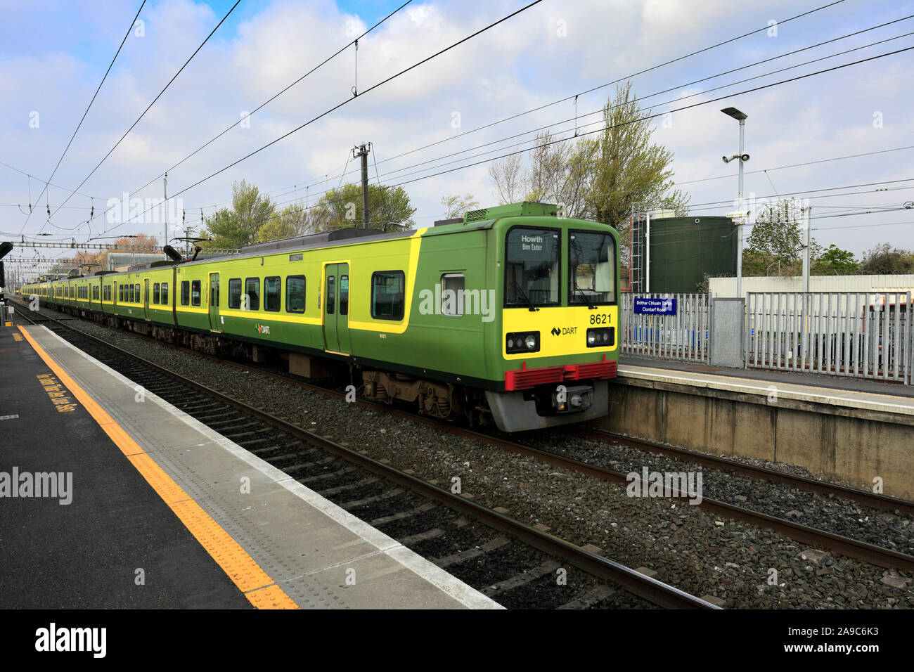 A Dart train at Clontarf Road railway station, Dublin City, Republic of ...