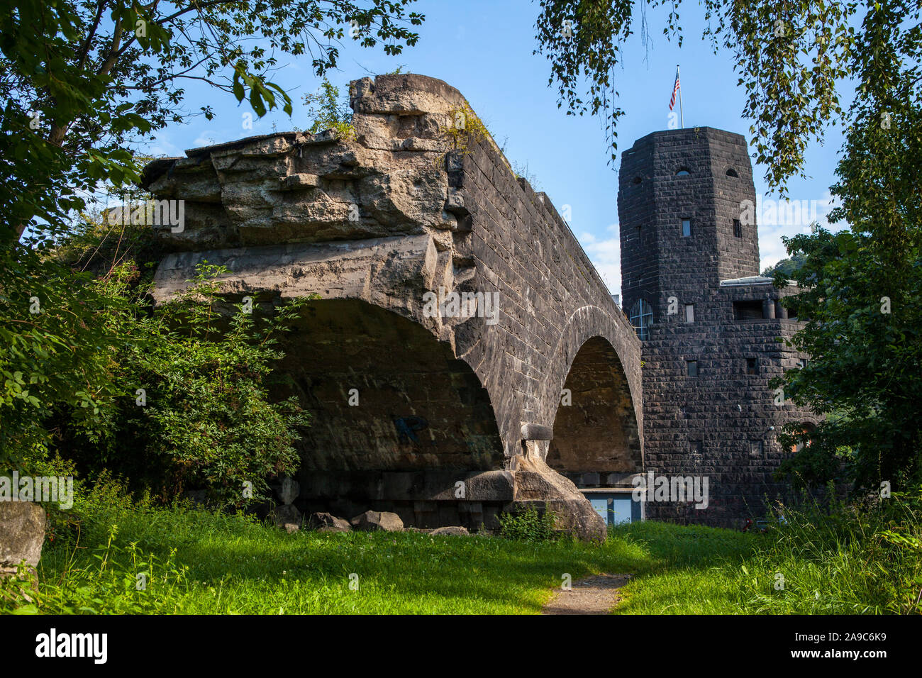The remains of the Ludendorff Bridge in Remagen, Germany. The bridge ...