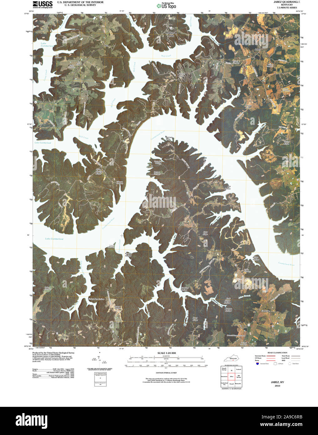 USGS TOPO Map Kentucky KY Jabez 20100421 TM Stock Photo - Alamy