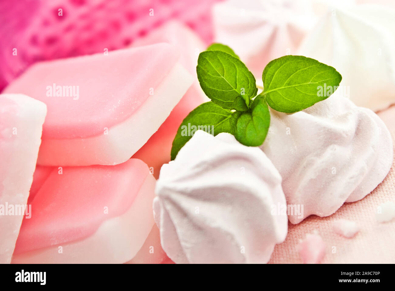 Peppermint sweets meringues and fondant Stock Photo - Alamy