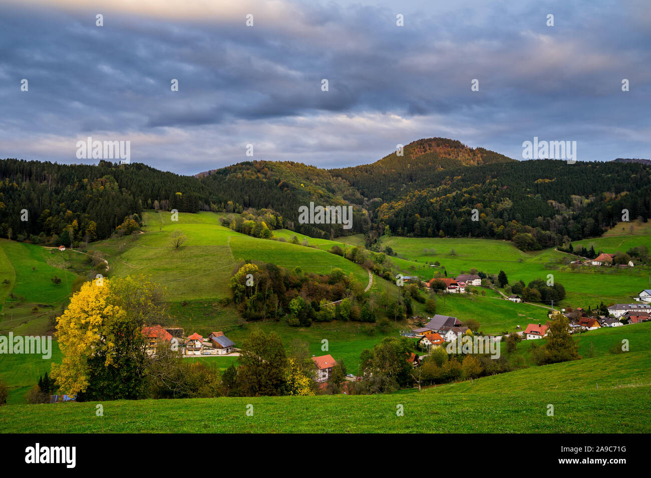 Germany, Black forest village elzach yach houses in idyl valley ...