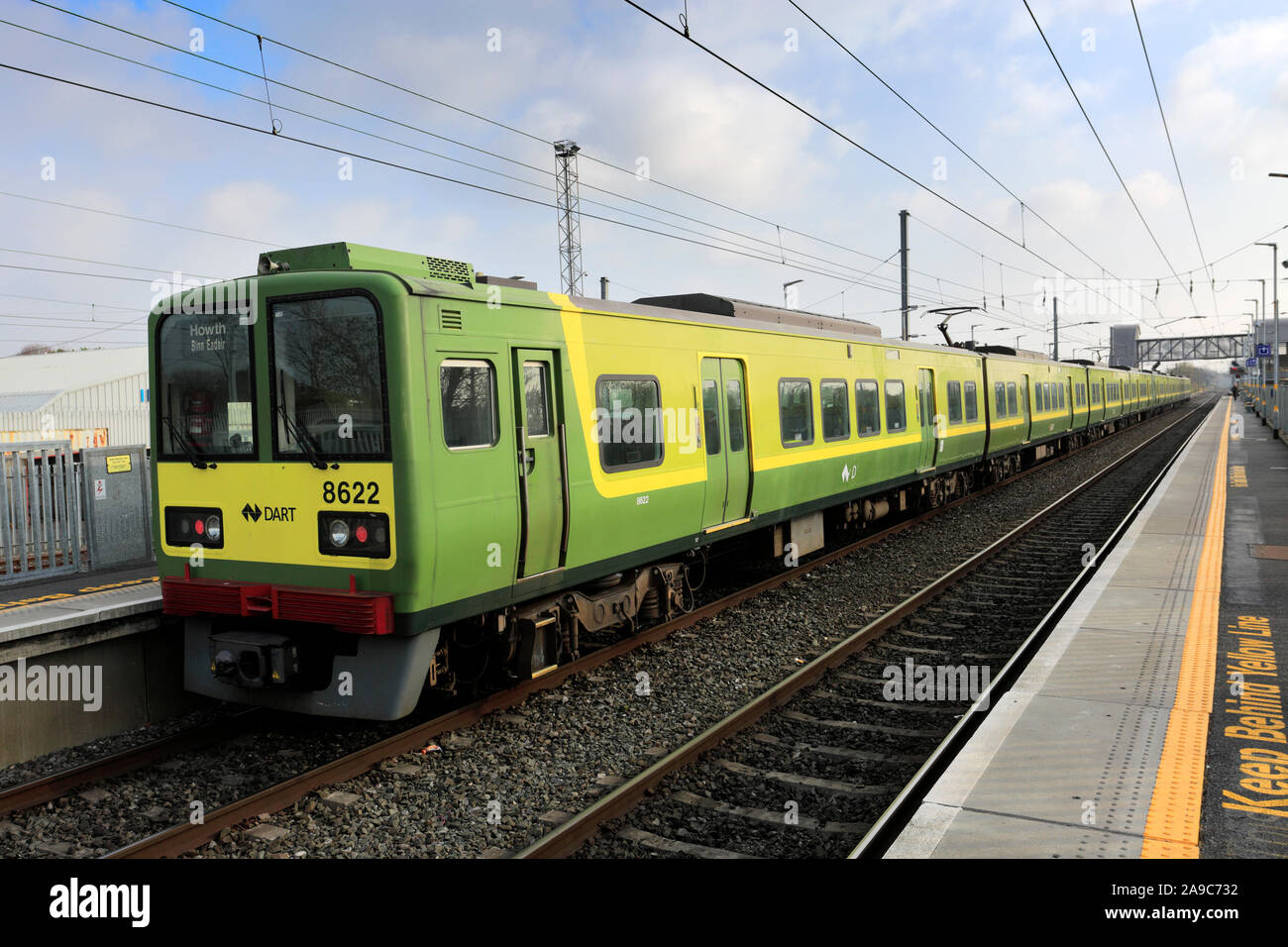 A Dart train at Clontarf Road railway station, Dublin City, Republic of ...