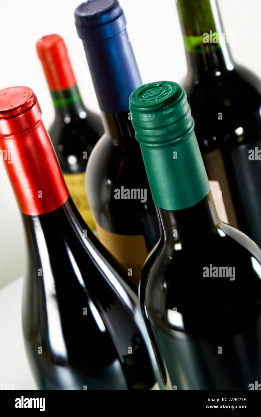 Selection of red wine bottles Stock Photo - Alamy