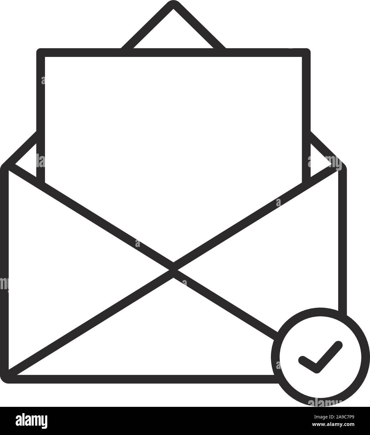 email message check digital technology internet line style illustration ...