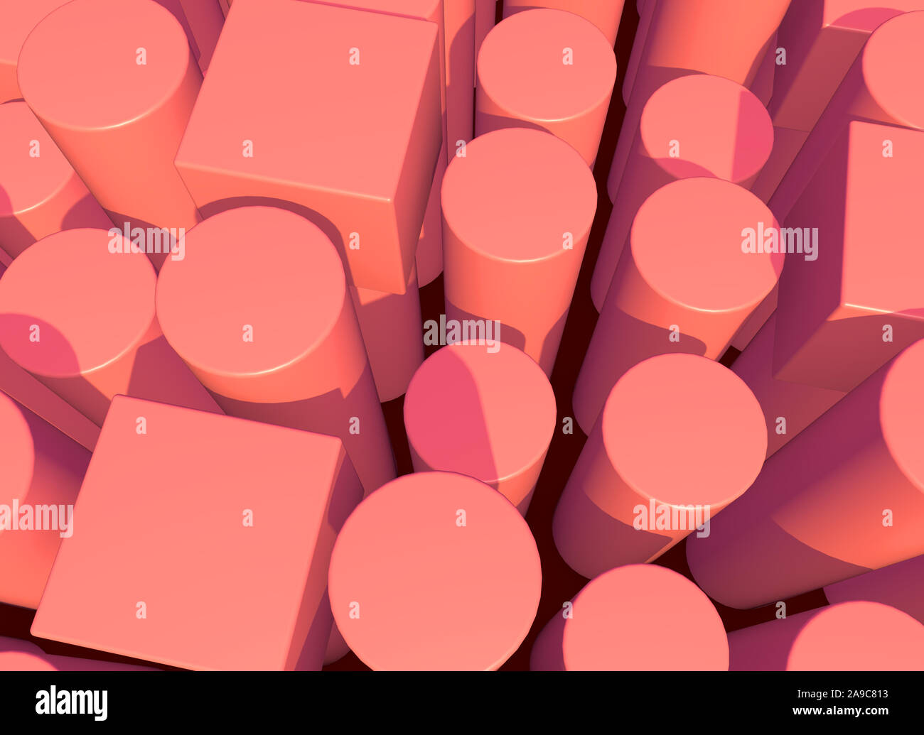 Abstract background with living coral colored pillars structure ...