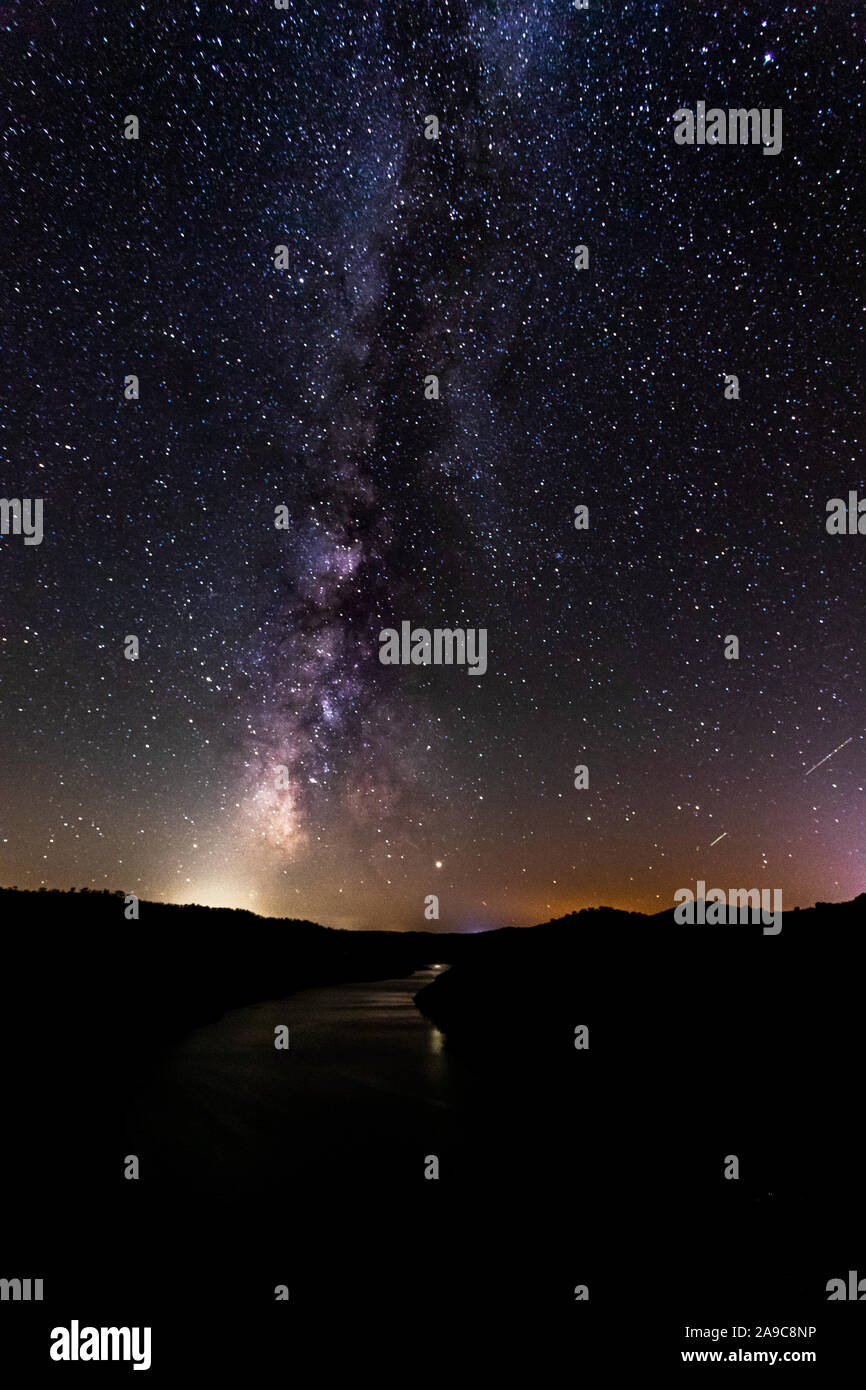 Milky way over the river Stock Photo - Alamy