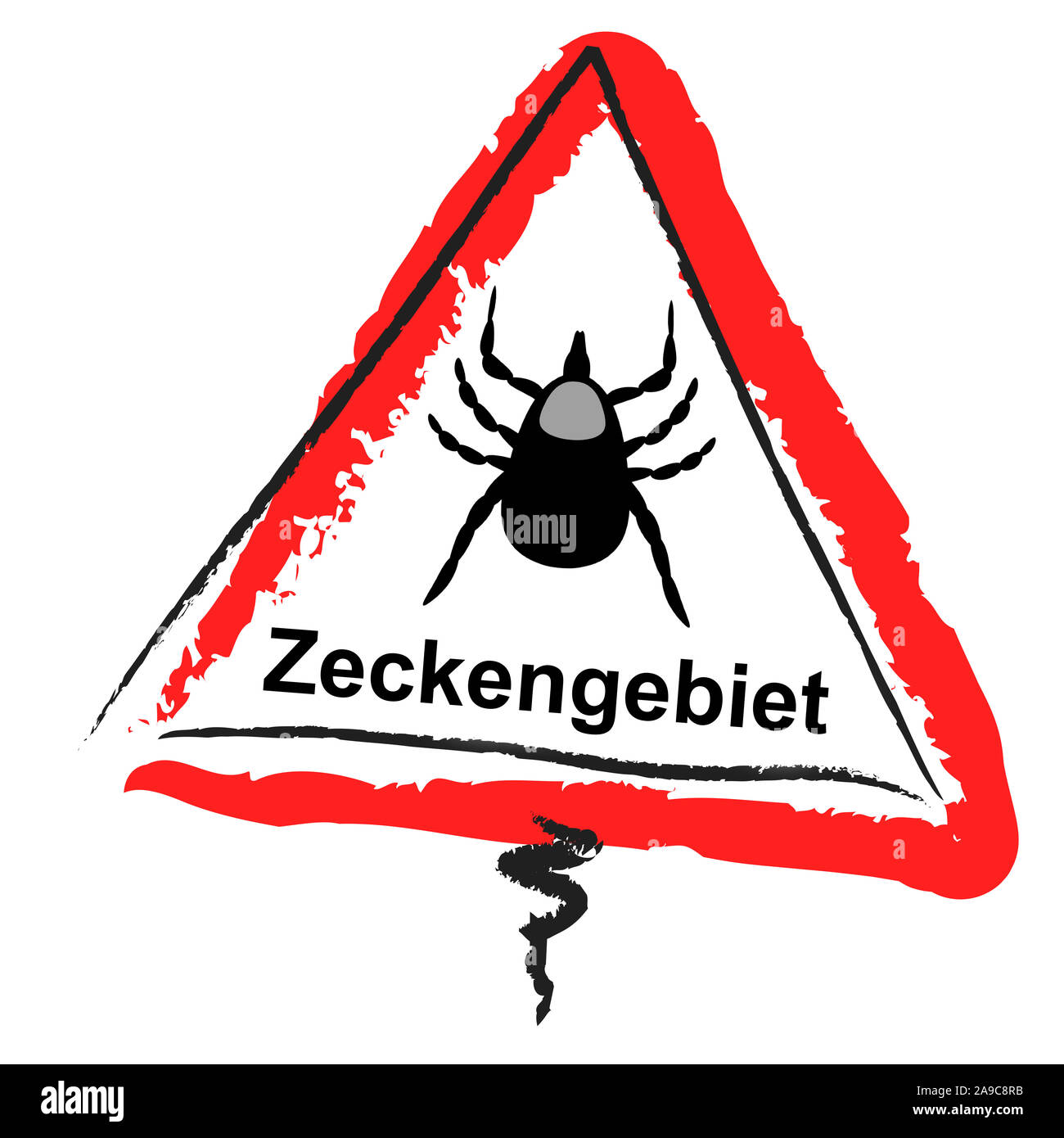 German Ticks Area sign isolated on white background Stock Photo - Alamy