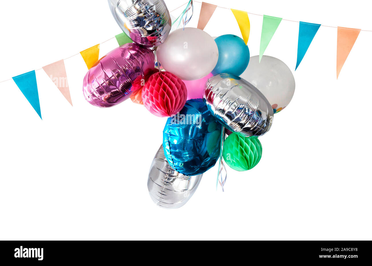 Party Balloons. Bouquet of colorful balloons Isolated on white Stock ...