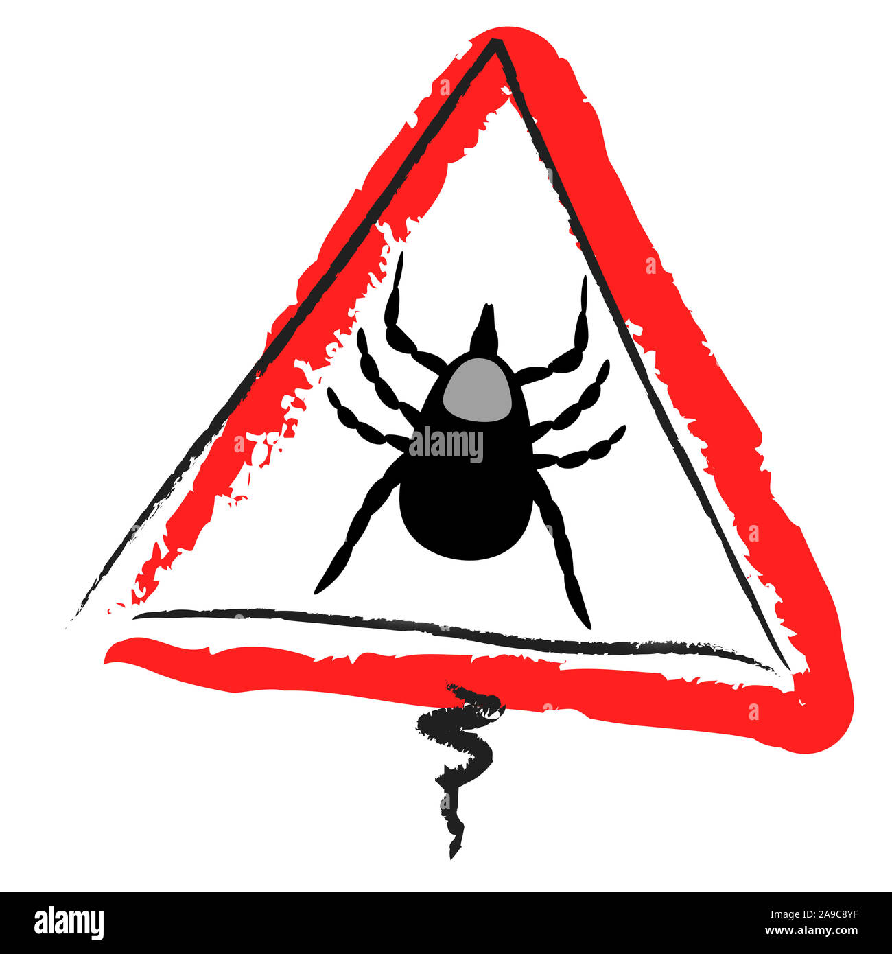 Warning plate with tick isolated on white background Stock Photo - Alamy