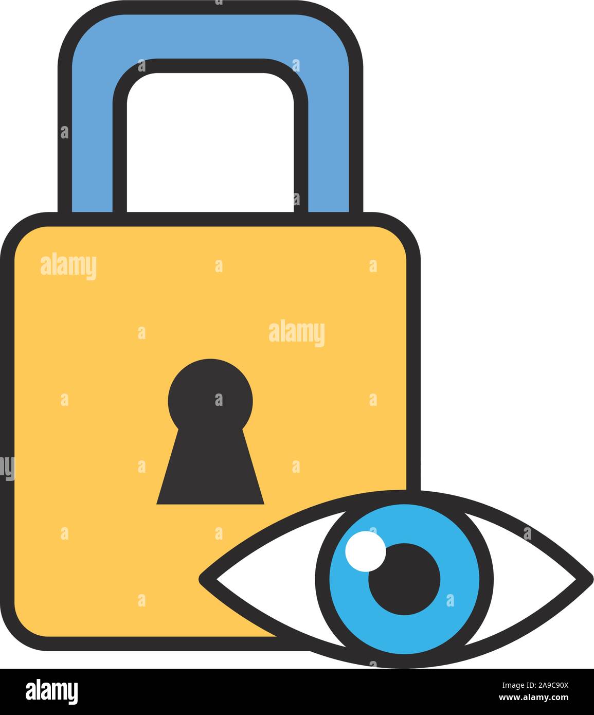 Eye lock icon outline Cut Out Stock Images & Pictures - Alamy