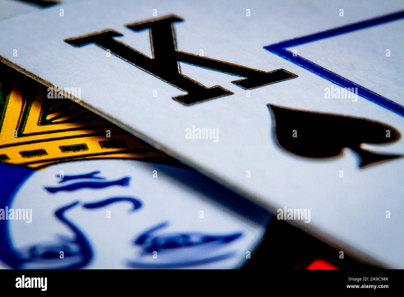 Macro shot playing cards, king of spades close-up picture Stock Photo ...