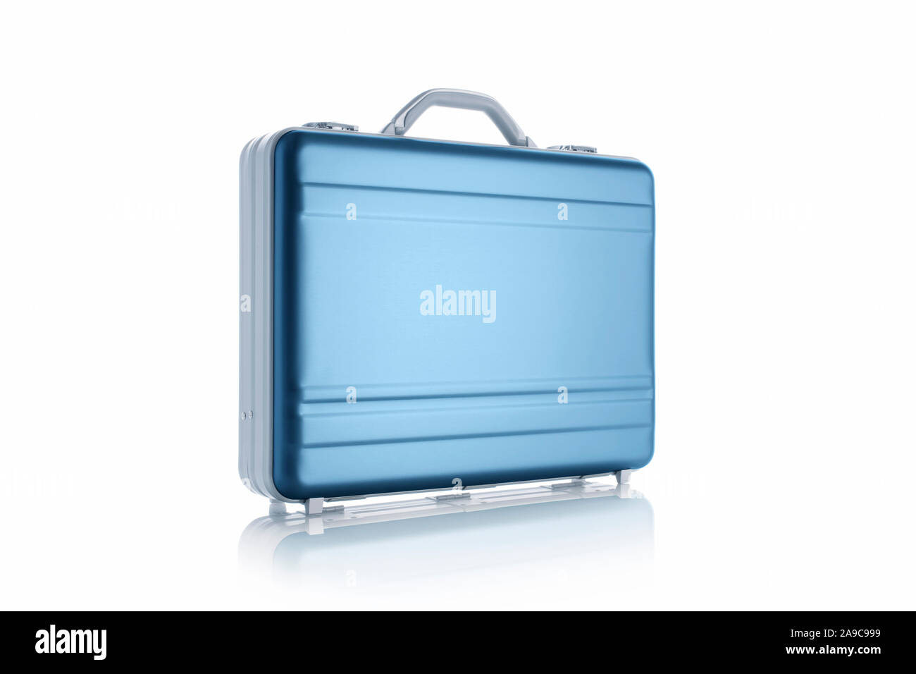 Metal blue briefcase isolated on the white background Stock Photo - Alamy