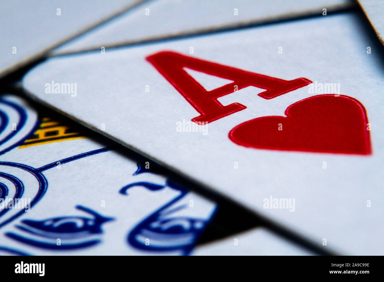 Macro shot playing cards, ace of hearts close-up picture Stock Photo ...