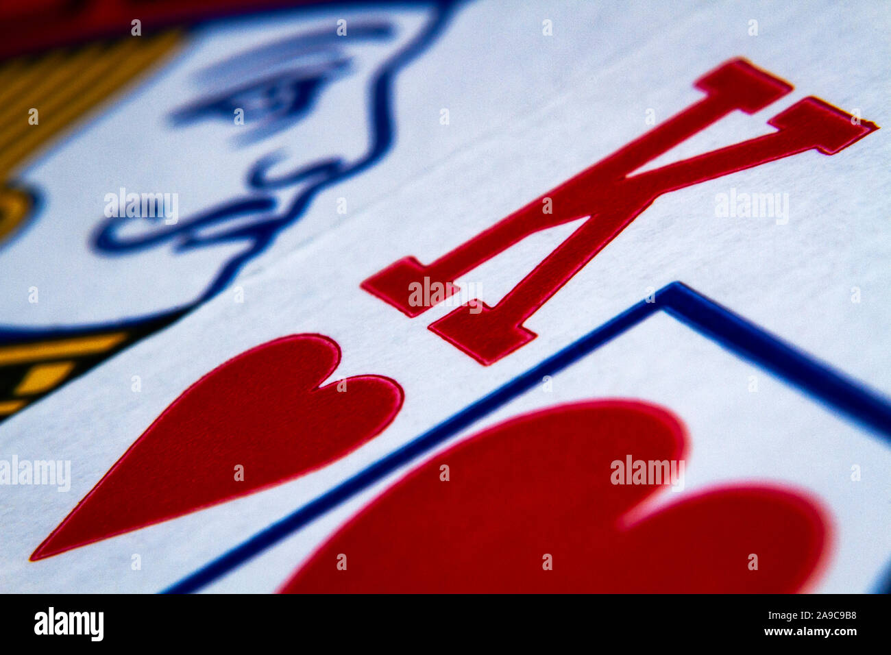 Macro shot playing cards, king of hearts close-up picture Stock Photo ...