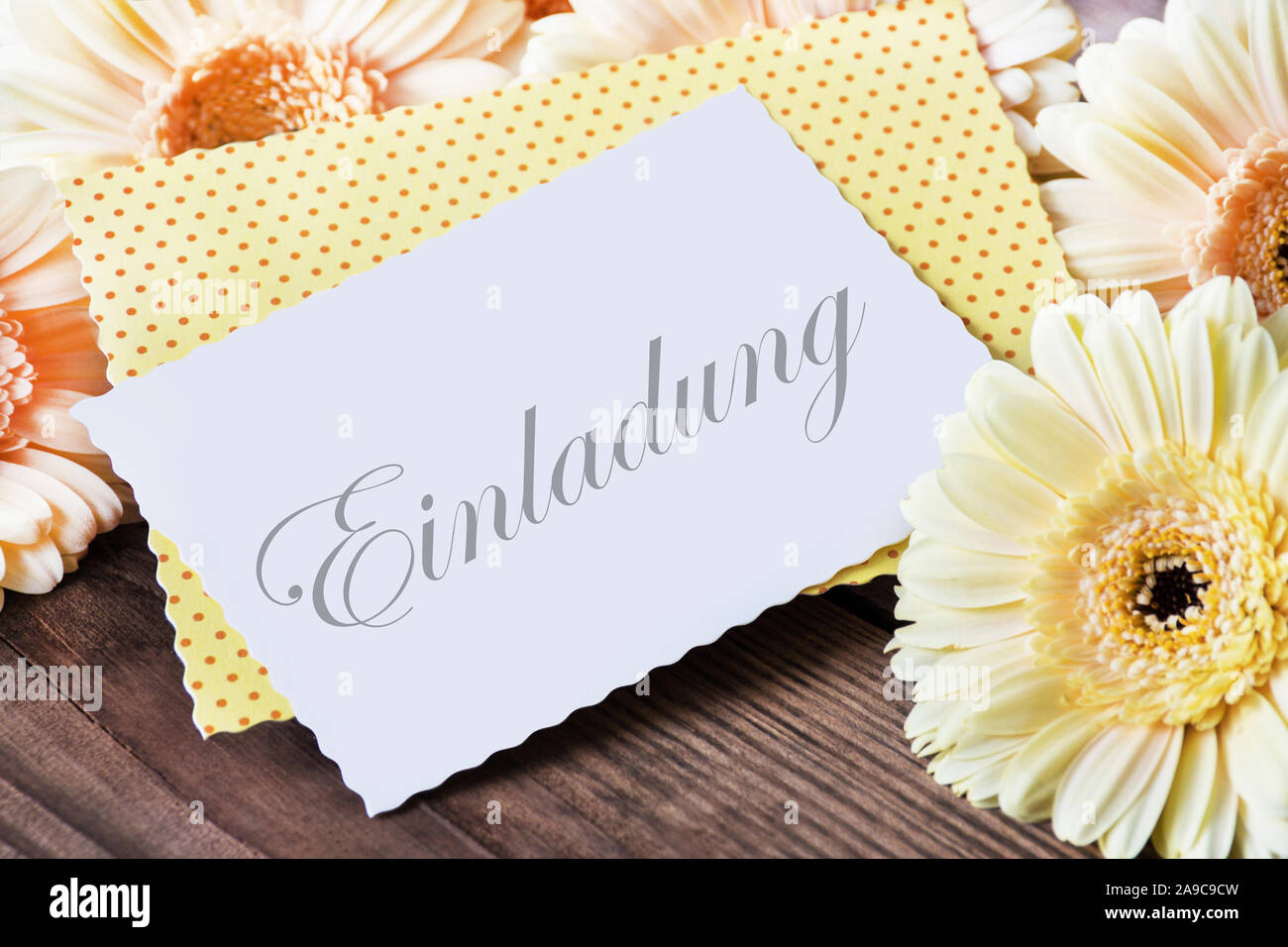German Invitation Card with summertime flowers Stock Photo - Alamy