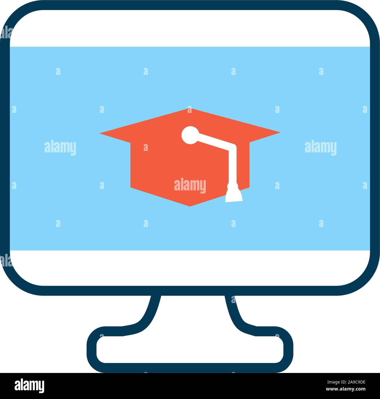 desktop with graduation hat icon Stock Vector Image & Art - Alamy