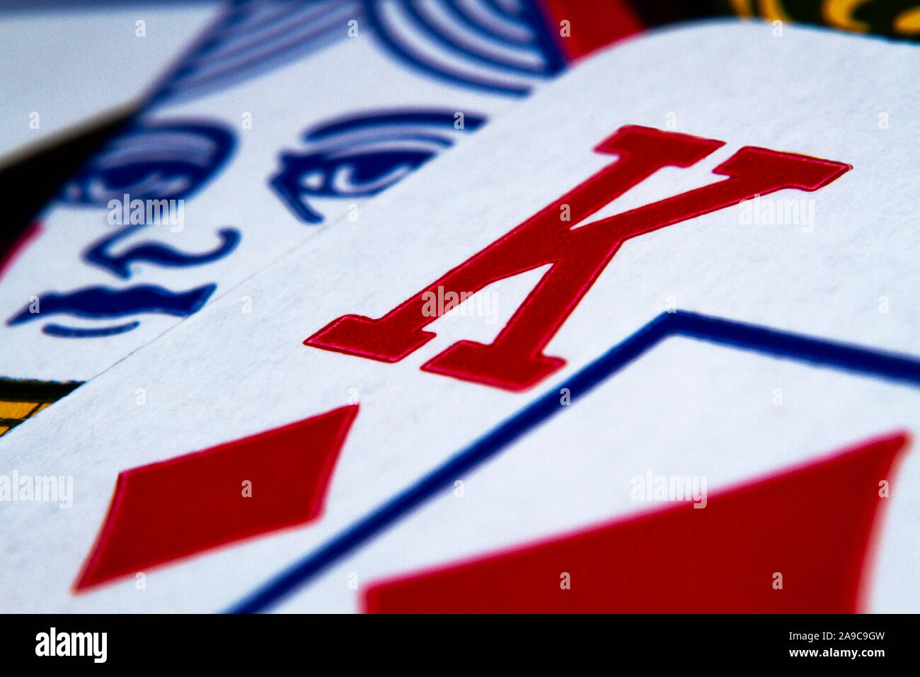 Macro shot playing cards, king of diamonds close-up picture Stock Photo ...