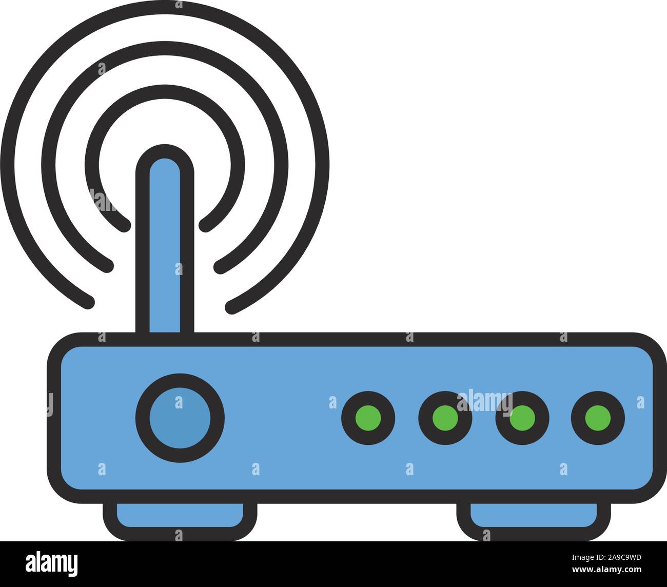 router signal internet flat line style illustration Stock Vector Image ...