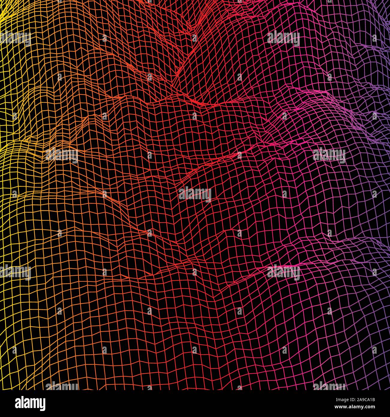 Digital landscape with mountains or clouds made of line grid Stock ...