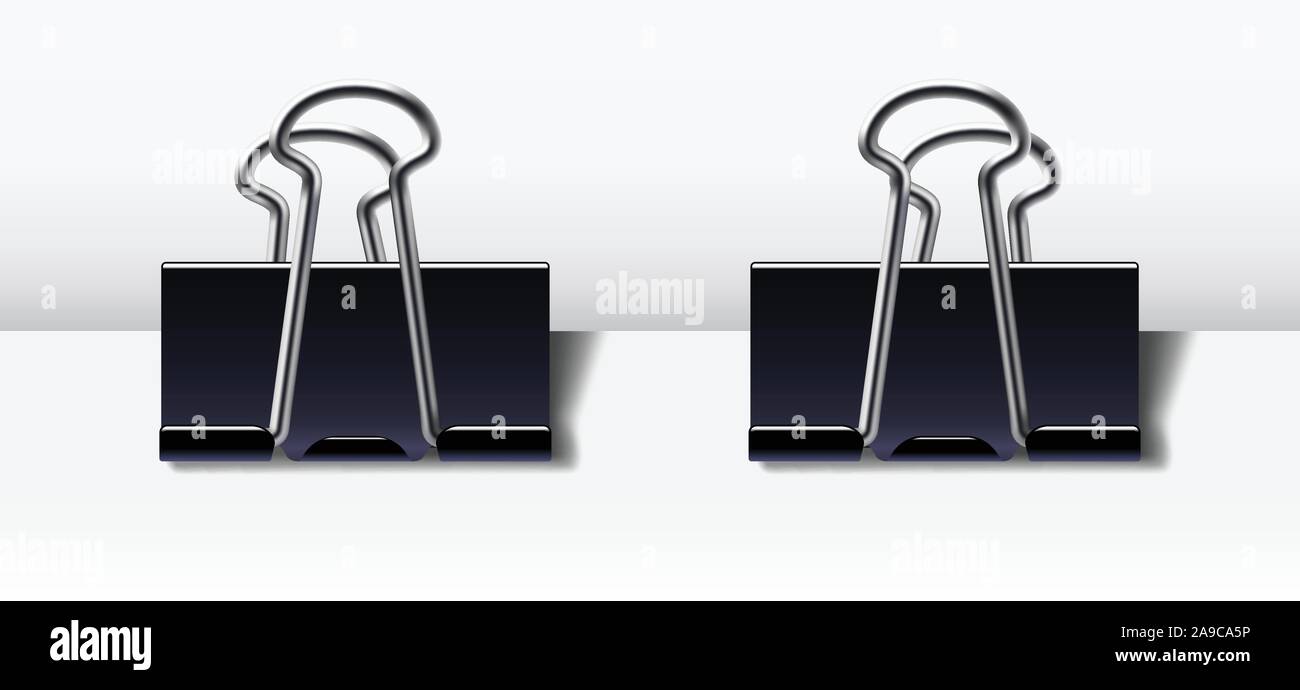 Couple of paper clips ready to place on both sides of a poster Stock ...