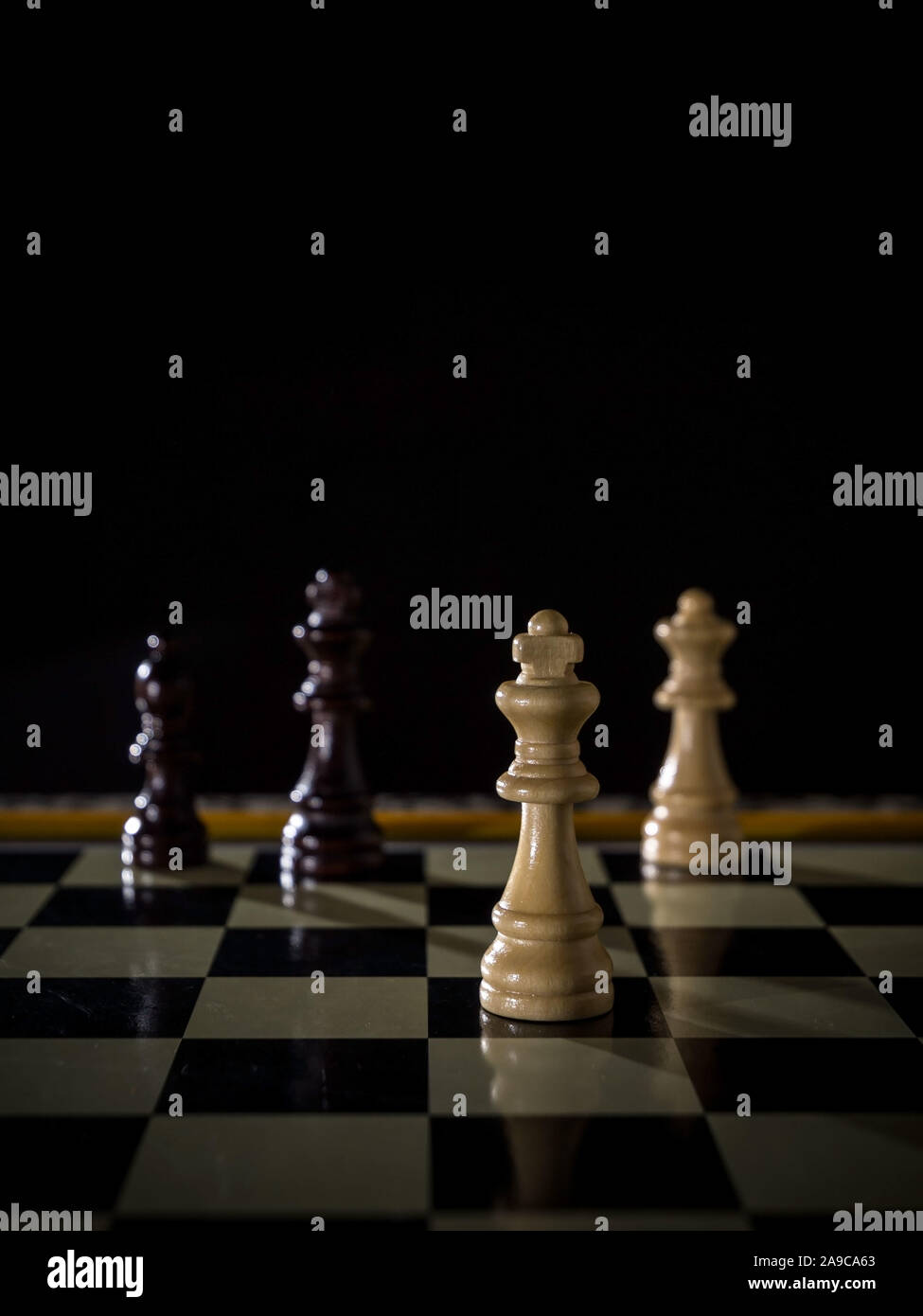 Chess board game concept of battle, war and strategy. Chess figures on ...