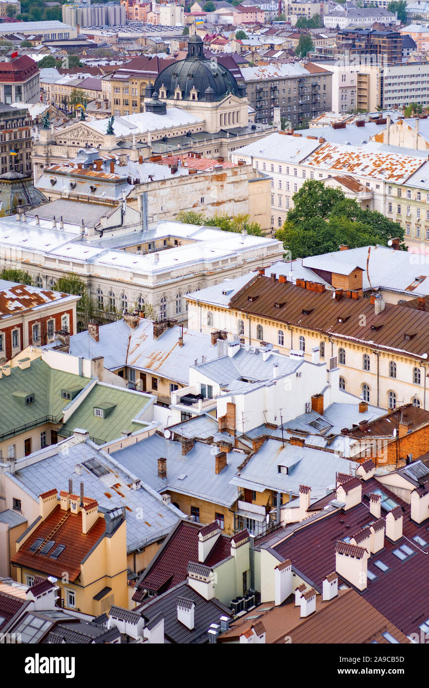 Lviv from a bird's eye view. City from above. Lviv, view of the city ...