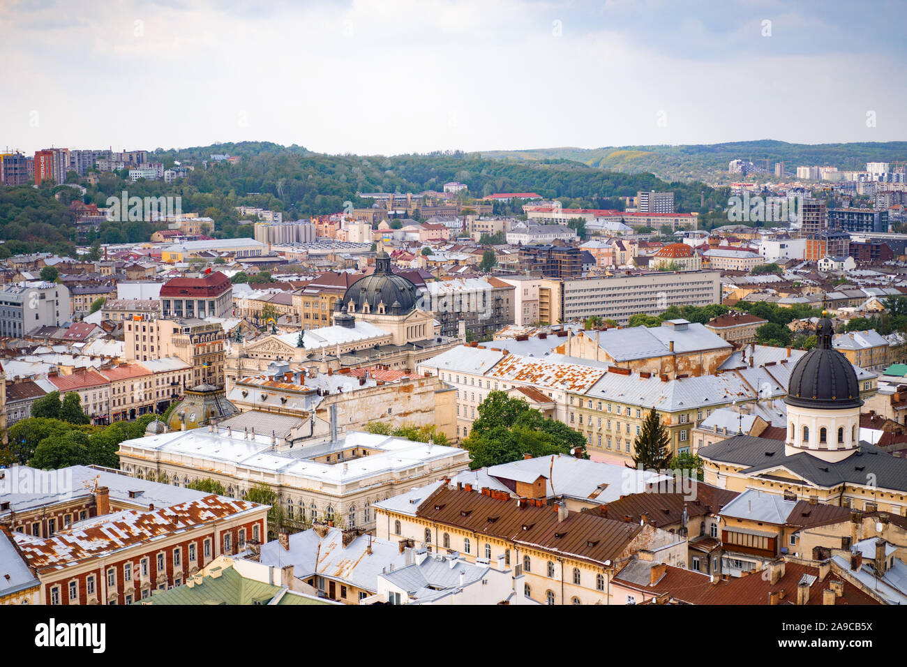 Lviv from a bird's eye view. City from above. Lviv, view of the city ...