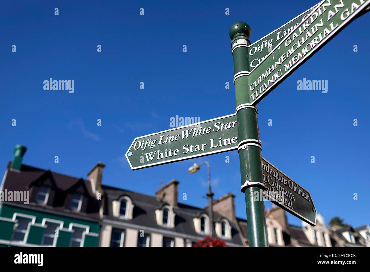 street scene street sign at Harbor town of Cobh - RMS Titanic's final ...