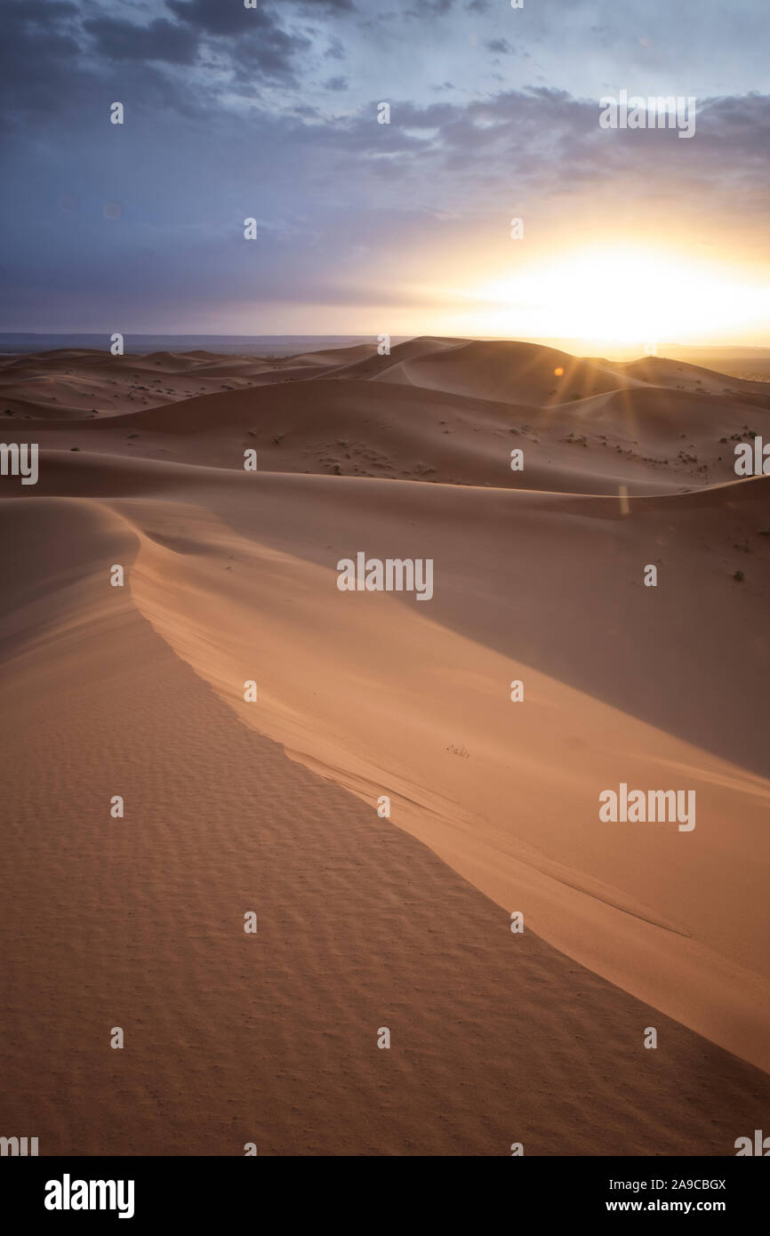 Sunrise at Sahara Desert with dunes Stock Photo - Alamy