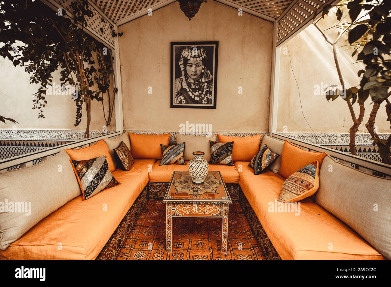 Riad detail interior in marrakesh Stock Photo - Alamy