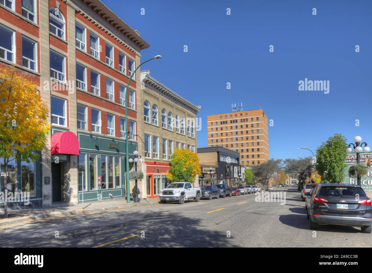 Street view in Brandon, Manitoba, Canada. Brandon is the second largest ...