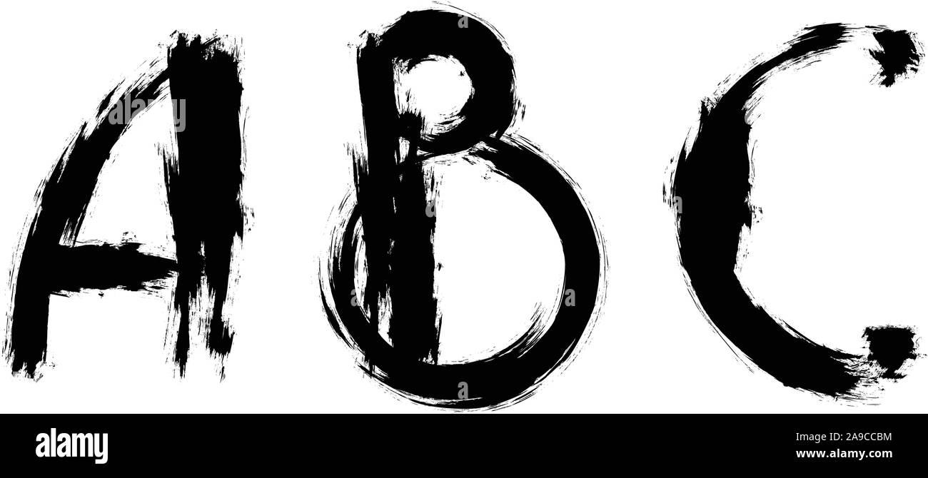 Abstract letters set painted with brush. Futuristic font for lettering ...