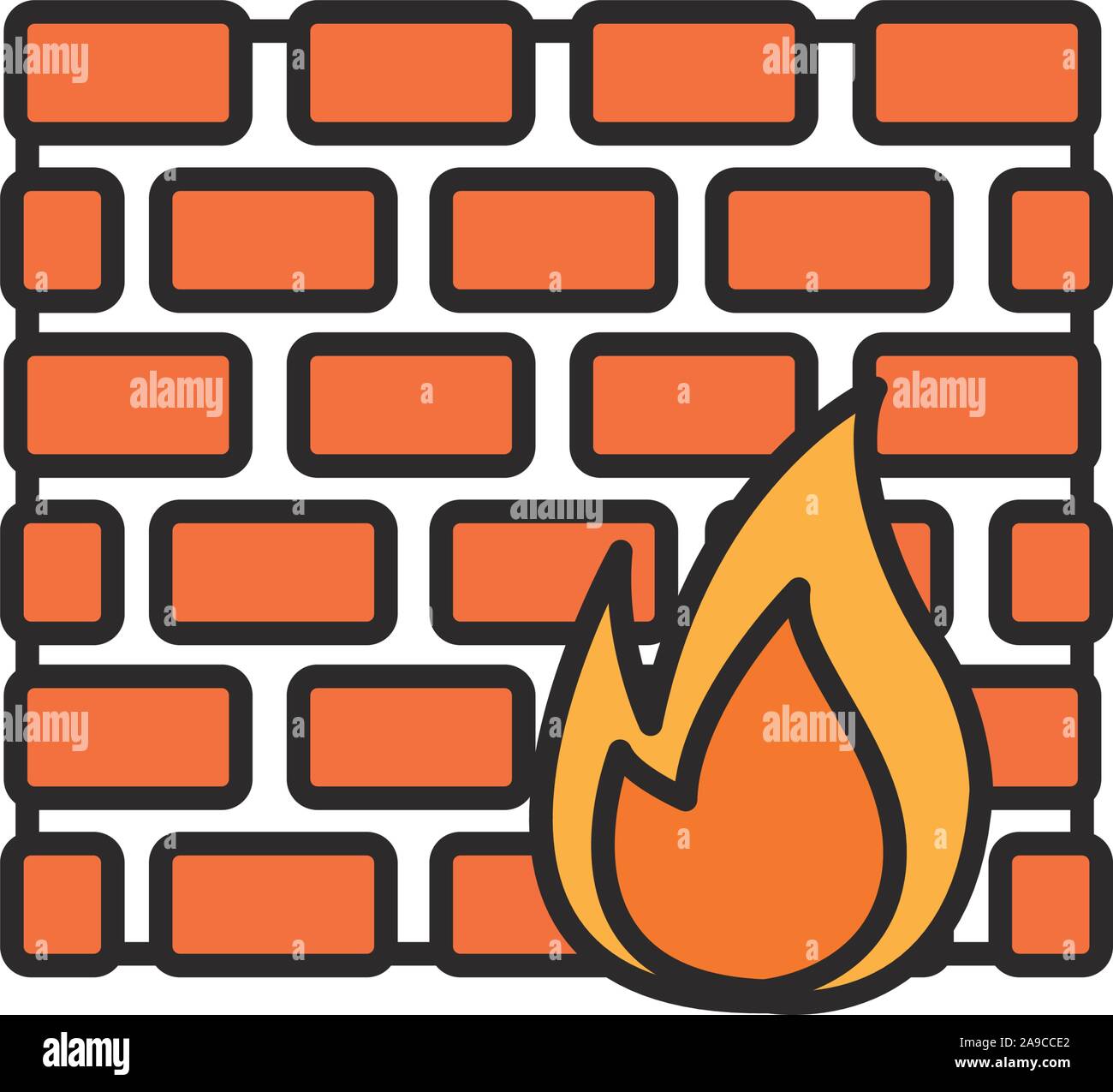 firewall protection internet flat line style illustration Stock Vector ...