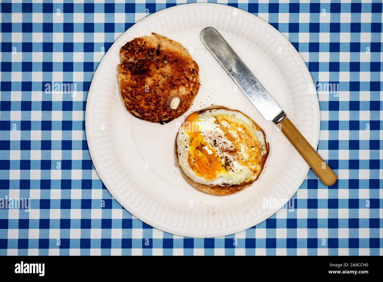 Toasted muffin with fried egg Stock Photo - Alamy