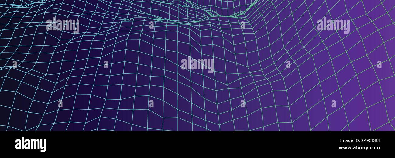 Digital landscape with mountains or hills made of line grid Stock ...