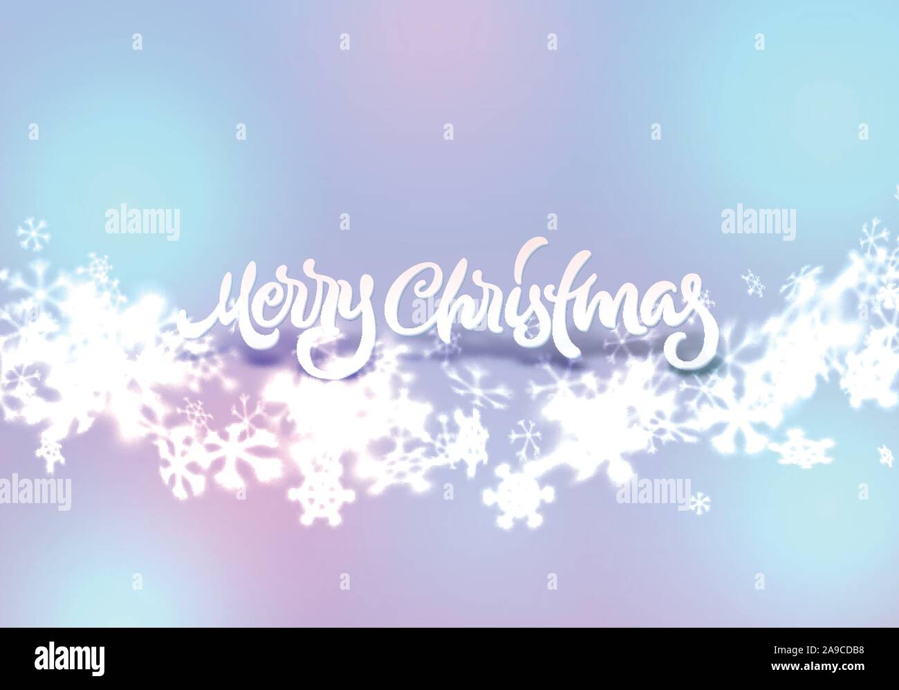 Christmas snowflakes background with falling snow and lettering or ...