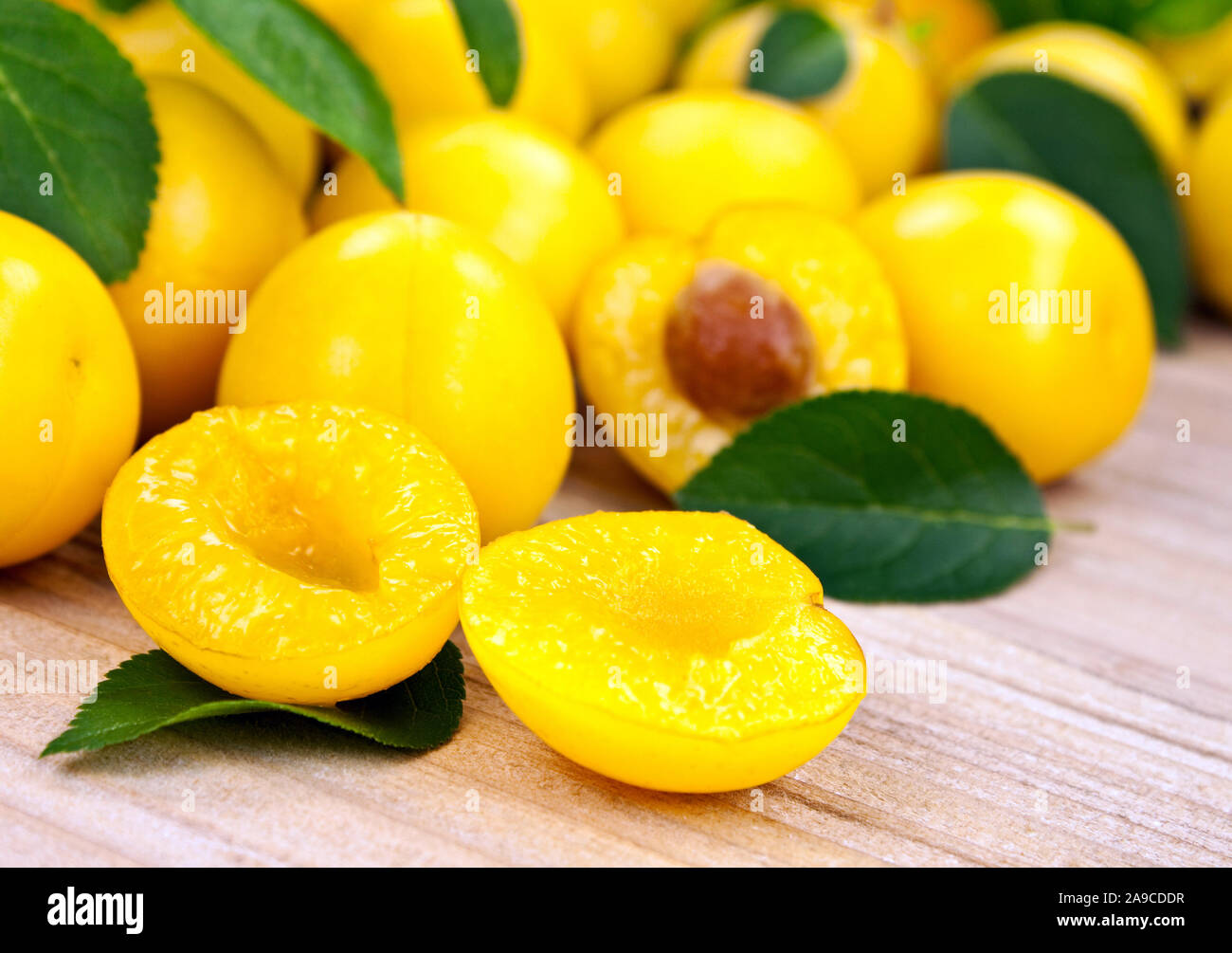 Mirabelles yellow plums close up Stock Photo - Alamy