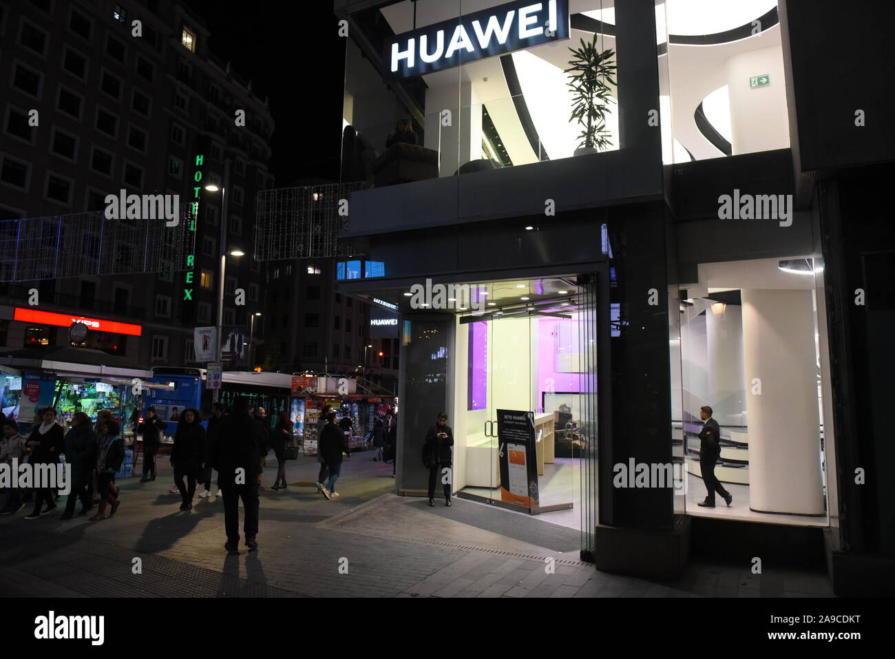Huawei communications shop seen on Gran Via street in Madrid Stock ...