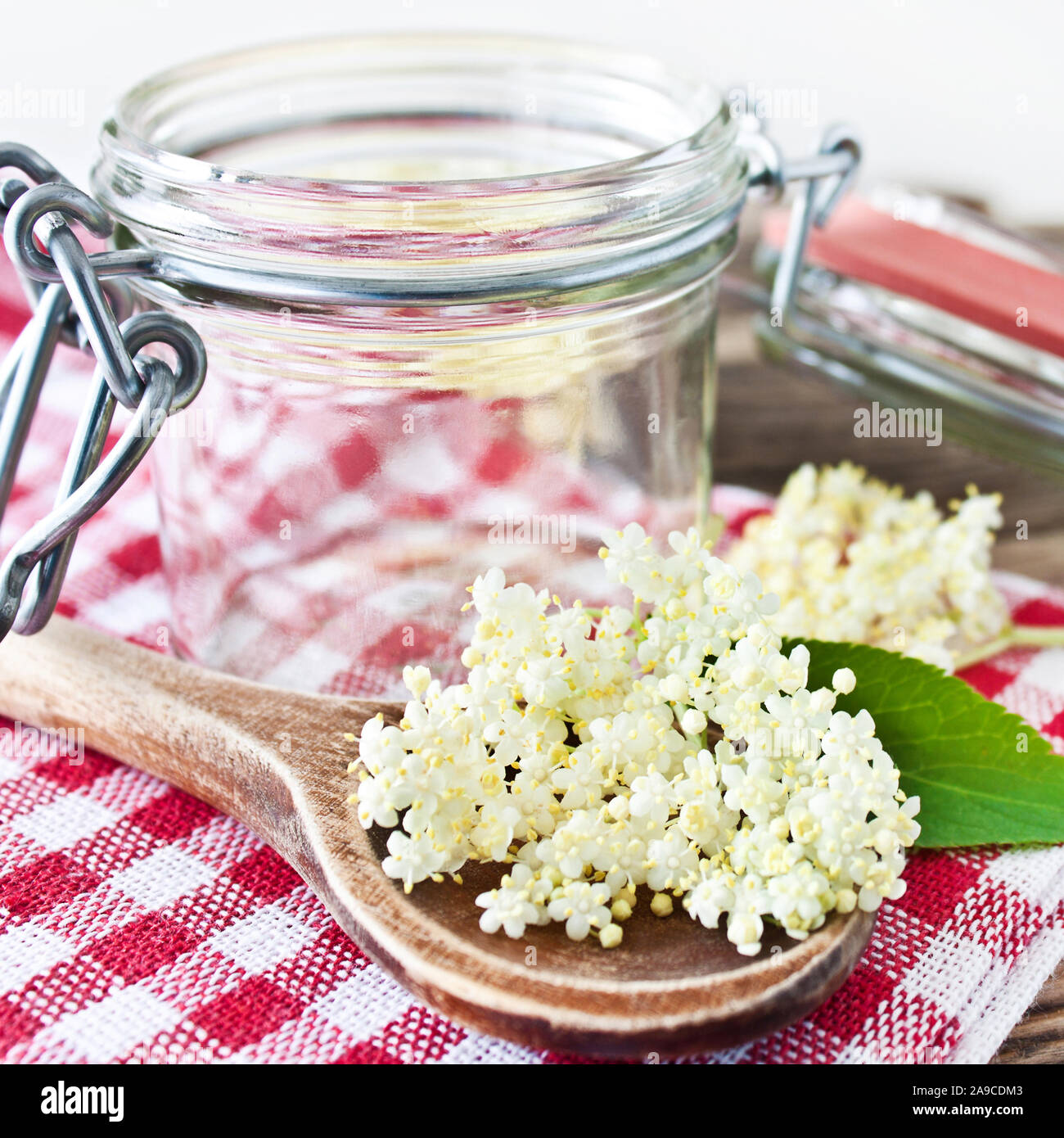 Cooking with elder flowers and tools Stock Photo - Alamy