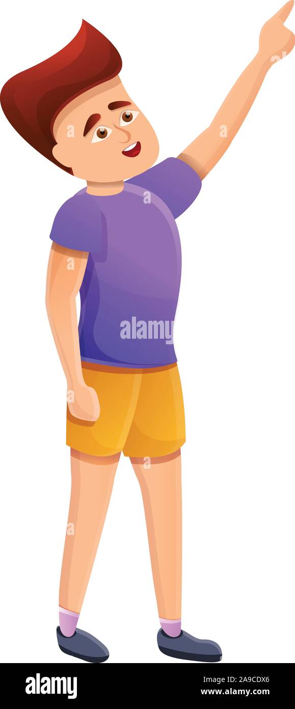 Boy show with hand icon. Cartoon of boy show with hand vector icon for ...