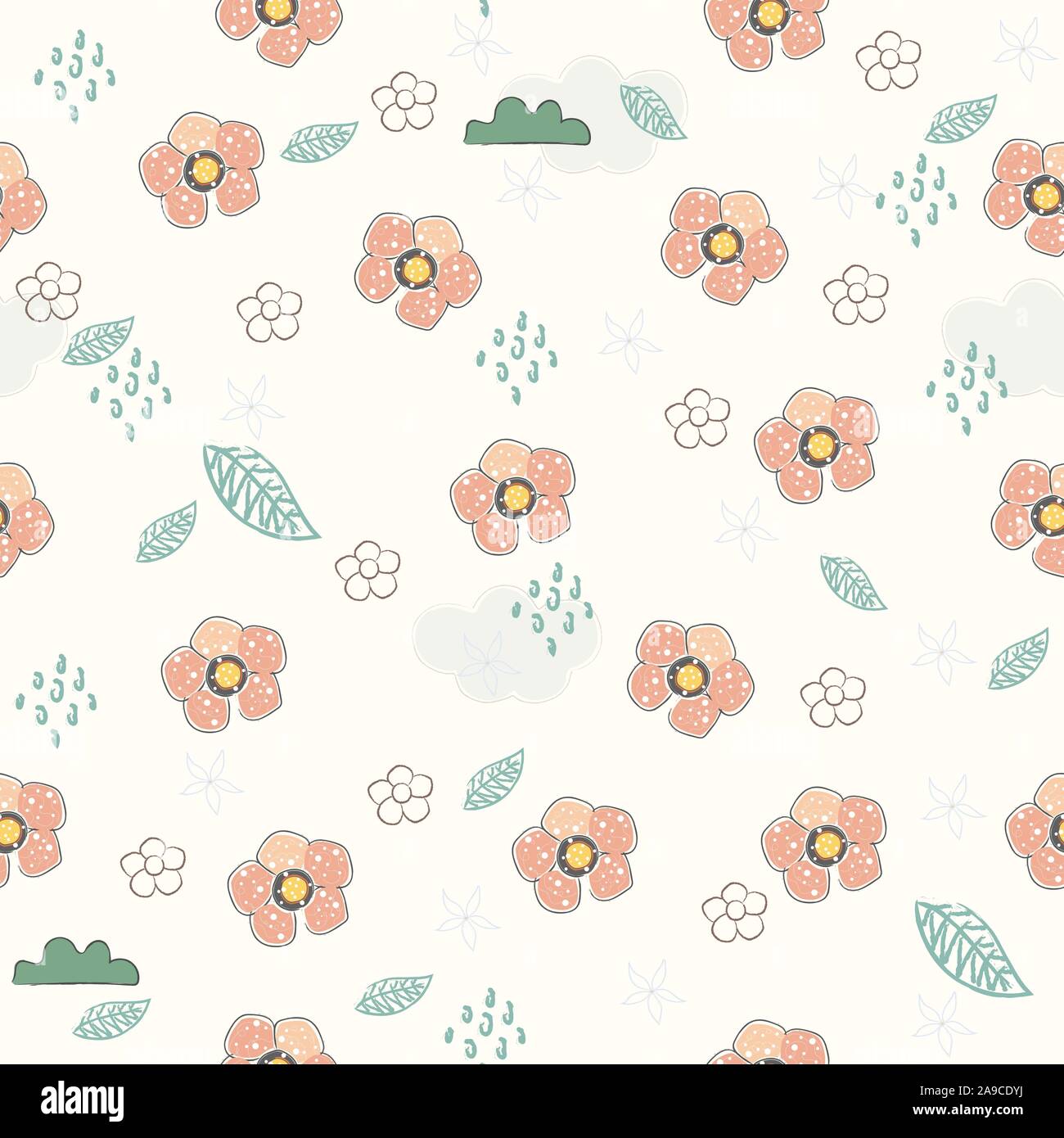 Seamless Hand Drawn Floral Pattern. Lovely Delicate Design. Repeating ...