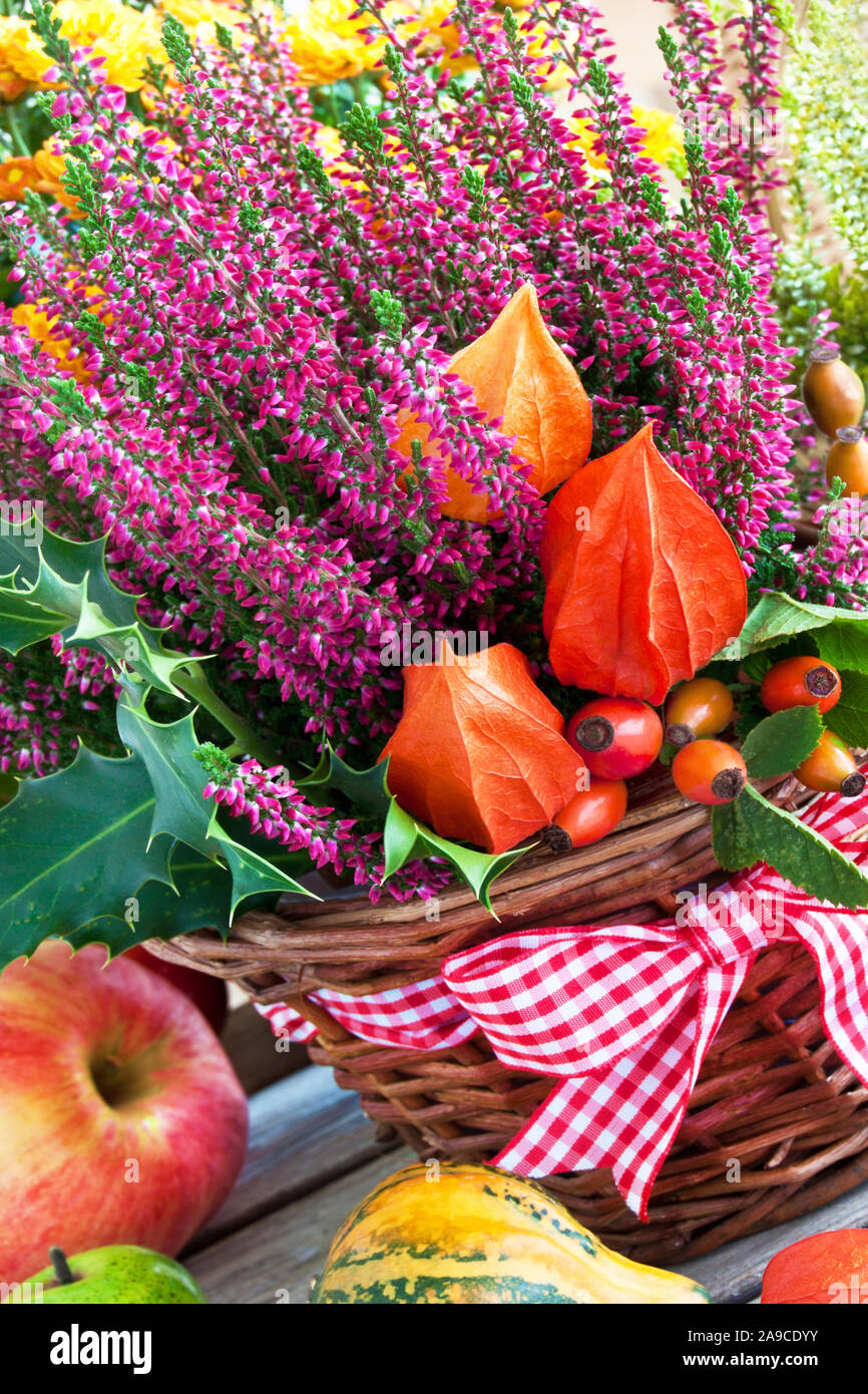 Autumn home decoration with heather Stock Photo - Alamy