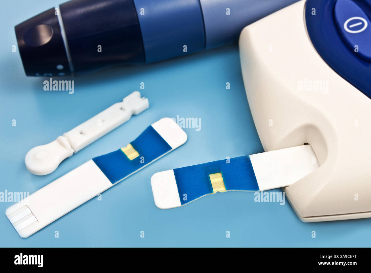 Blood glucose meter medical equipment Stock Photo - Alamy