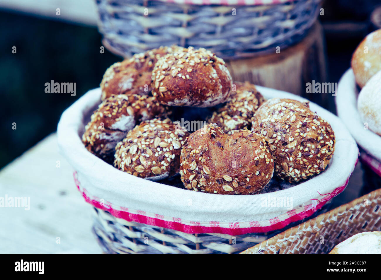 Toasted bread buns with seeds Stock Photo - Alamy