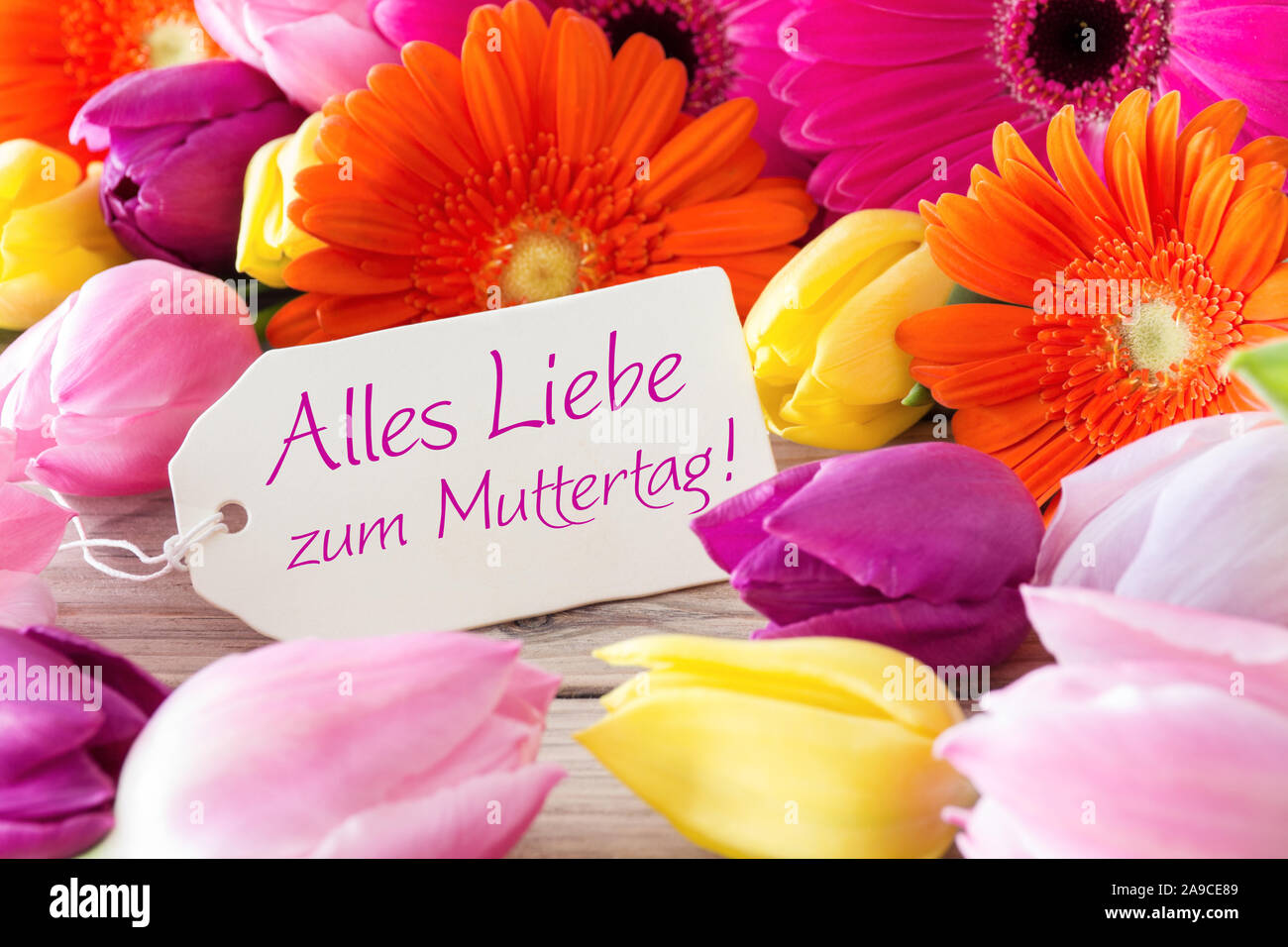 German wishing love label for Mothers Day Stock Photo - Alamy