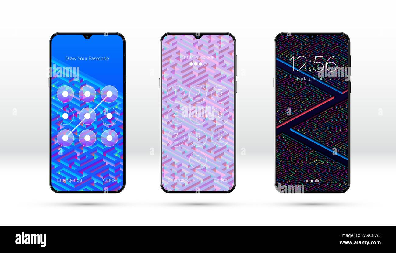 Smartphone lock screen background with abstract maze or labyrinth ...